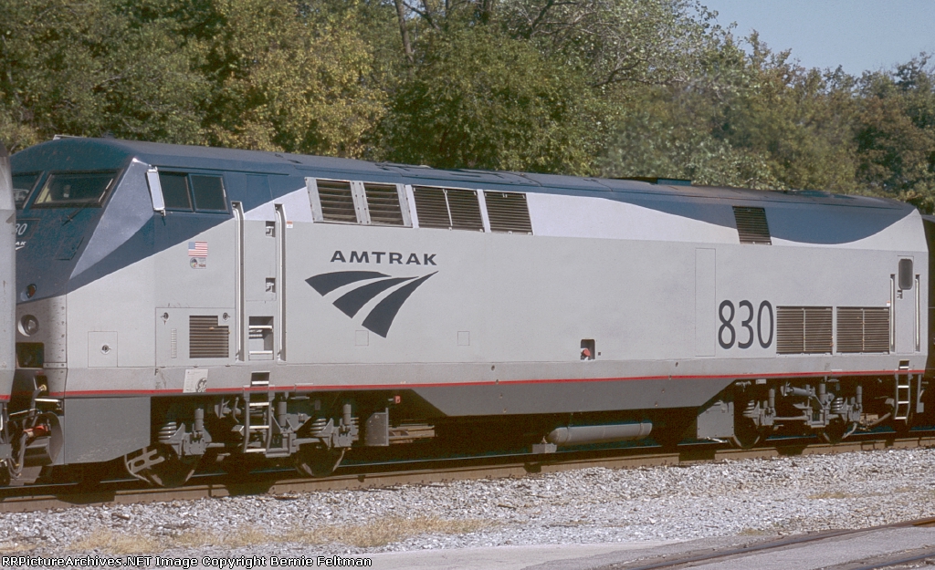 Amtrak P40DC #830, in the consist of Amtrak #819, approaching the passenger shed